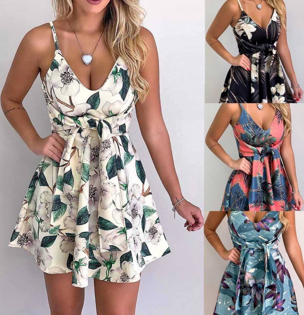 Poletna obleka Kaya, belo/zelena