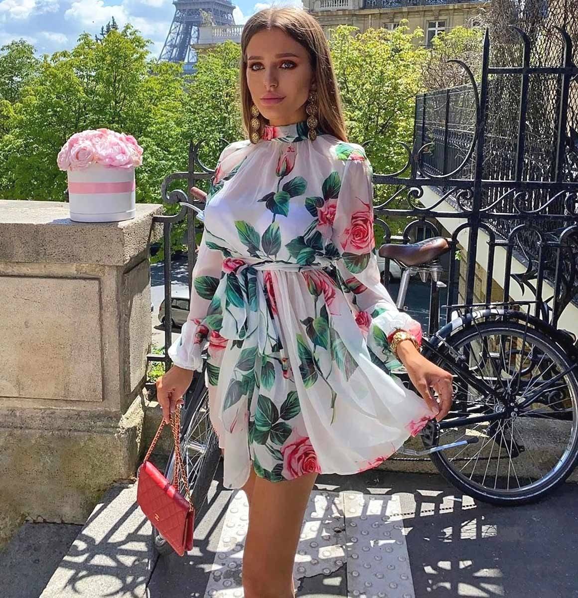 Poletna obleka Lexie, belo/zelena