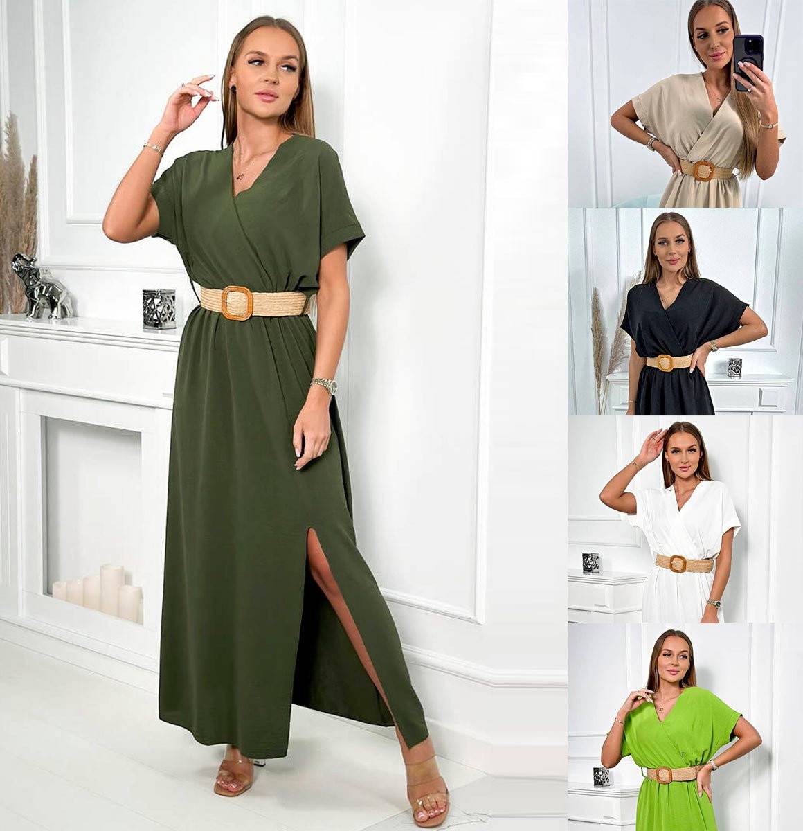 Poletna obleka, dolga obleka s pasom Tamiko, več barv