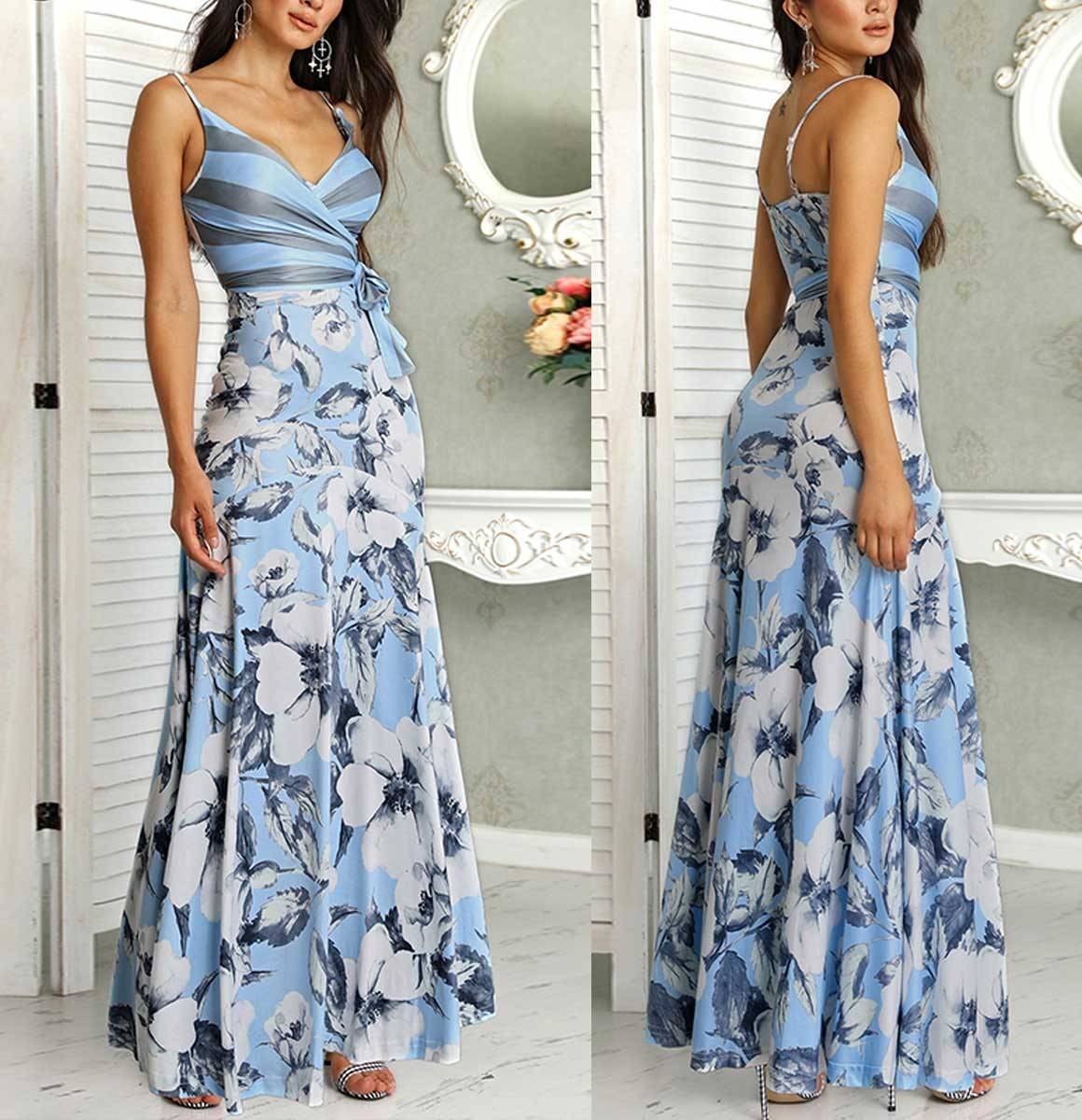 Poletna obleka Celestina, svetlo modra